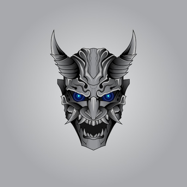 Fierce Demonic Mask with Piercing Blue Eyes | Jiffy Designs
