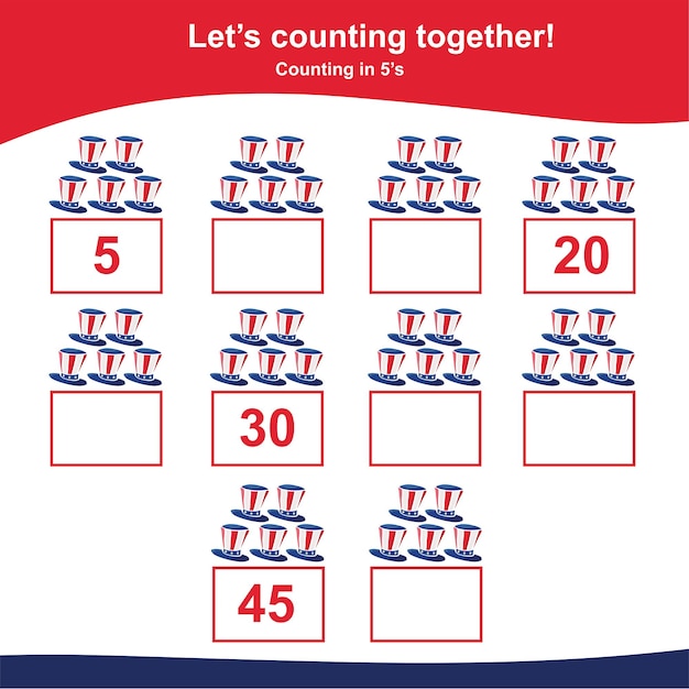 Vibrant Counting Collection: Patriotic Numerals in Red, White, and Blue ...