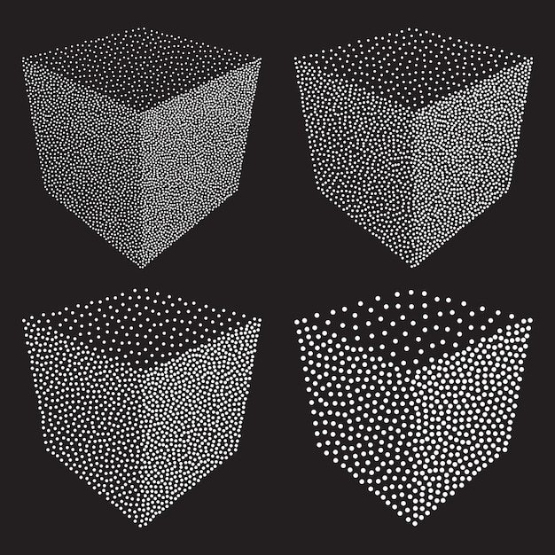 Minimalist Geometric Cubes Composed of Dotted Patterns | Jiffy Designs