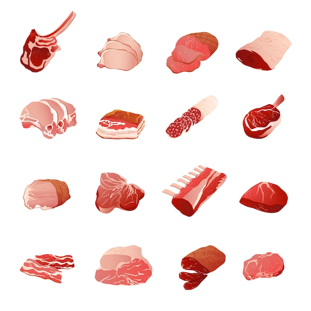 Assortment of Raw Meat Cuts and Beef Products Illustration | Jiffy Designs
