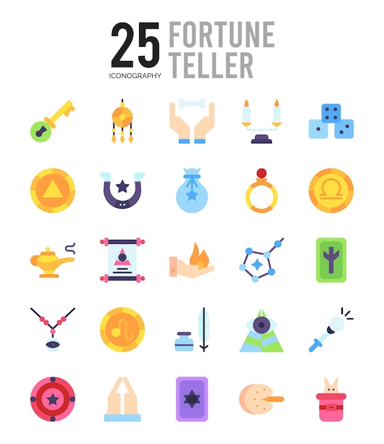 Vibrant Fortune Teller Icons: A Whimsical Divination Display | Jiffy ...