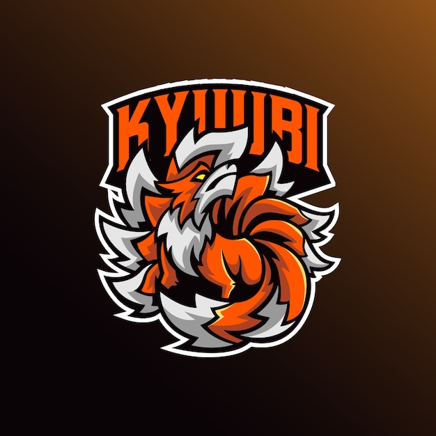 Fierce Kyuubi Fox Mascot Logo with Bold Typography | Jiffy Designs