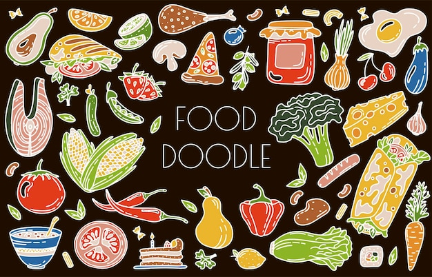 Vibrant Culinary Collage: A Delightful Doodle of Diverse Delicacies ...