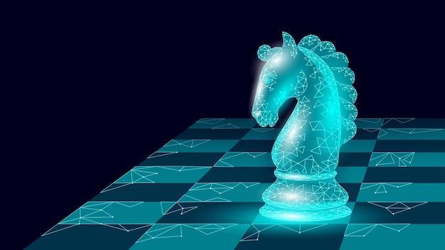 Ethereal Chess Knight Piece Glowing on Checkered Board | Jiffy Designs