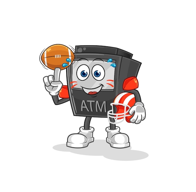 Cheerful ATM Machine Holding Football and Life Preserver | Jiffy Designs