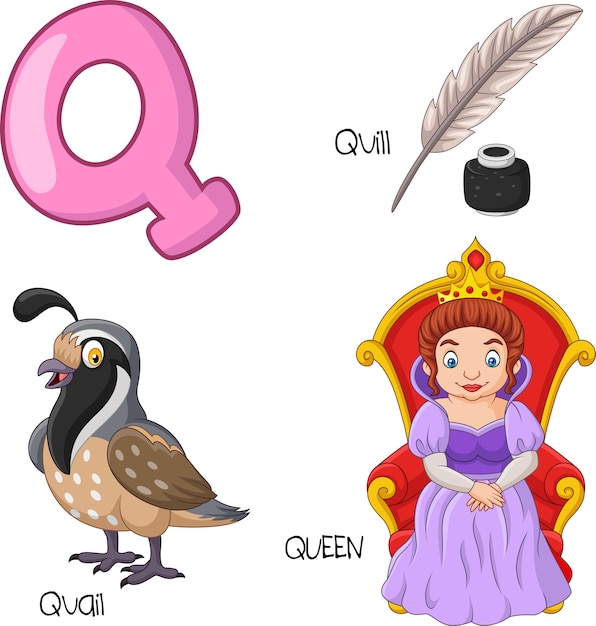 Whimsical Alphabet with Regal Quail and Elegant Queen | Jiffy Designs