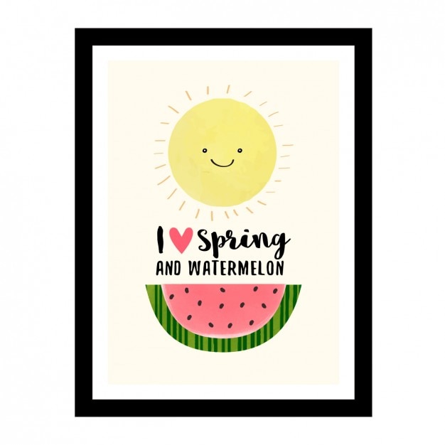 Cheerful Sun and Watermelon Illustration with Motivational Quote ...