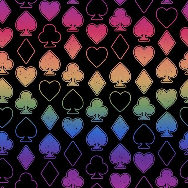 Vibrant Spade and Heart Pattern on Black Background | Jiffy Designs