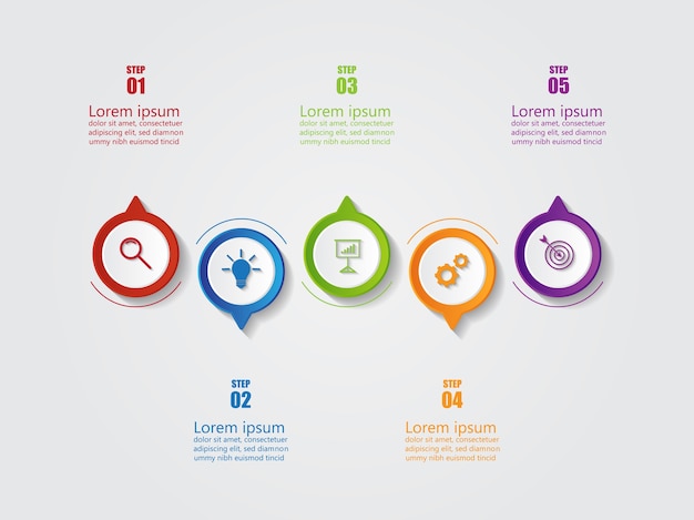 Vibrant Infographic Elements with Descriptive Icons | Jiffy Designs