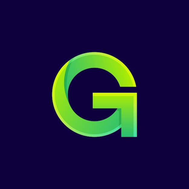 Vibrant Neon Green Letter G on Dark Blue Background | Jiffy Designs
