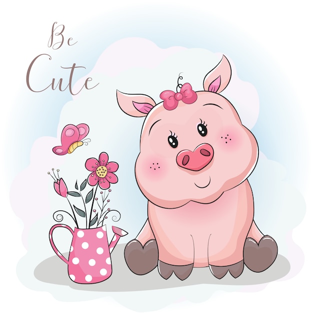 Adorable Piglet with Floral Accents | Jiffy Designs