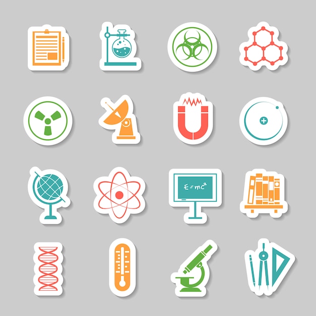 Vibrant Educational Icons: Biology, Science, and Technology Symbols ...