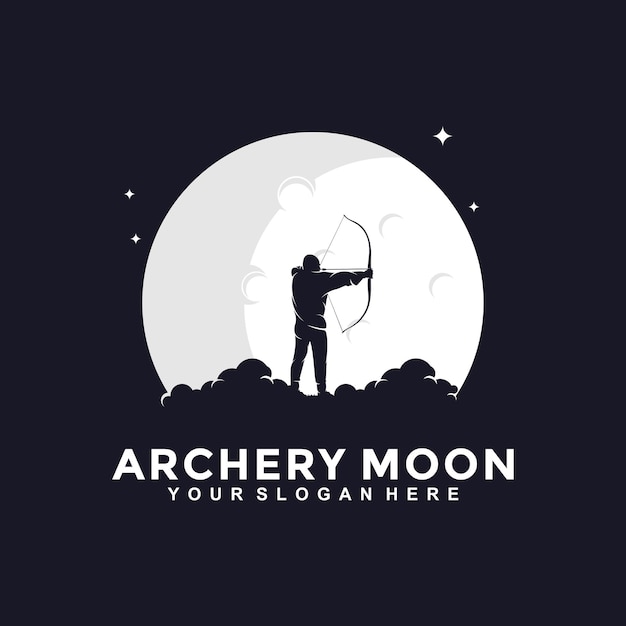 Silhouetted archer aiming at the glowing crescent moon | Jiffy Designs