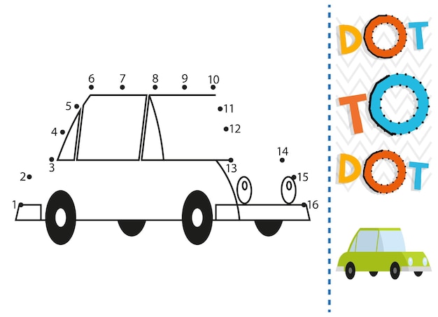 Colorful Dot-to-Dot Car Illustration for Kids | Jiffy Designs