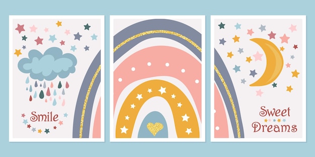 Whimsical Celestial Dreamscape: Rainbows, Stars, and Moons | Jiffy Designs