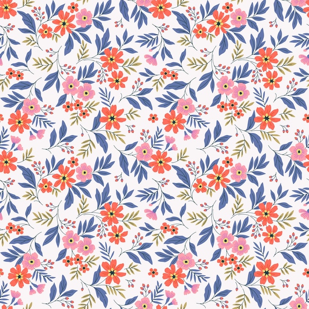 Vibrant Coral Floral Pattern on Cream Background | Jiffy Designs
