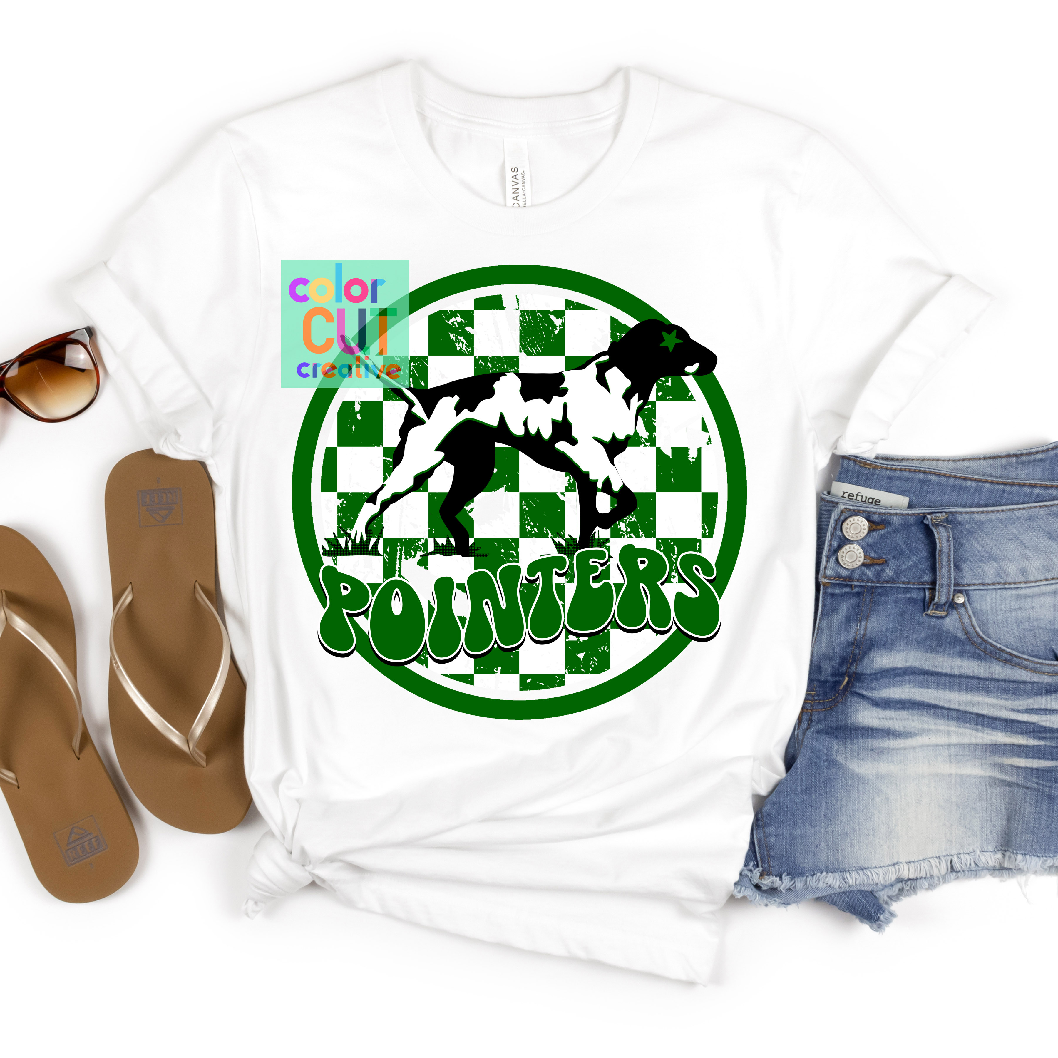 'Pointers' Circular Emblem with Checkered Pattern and Canine Silhouette ...