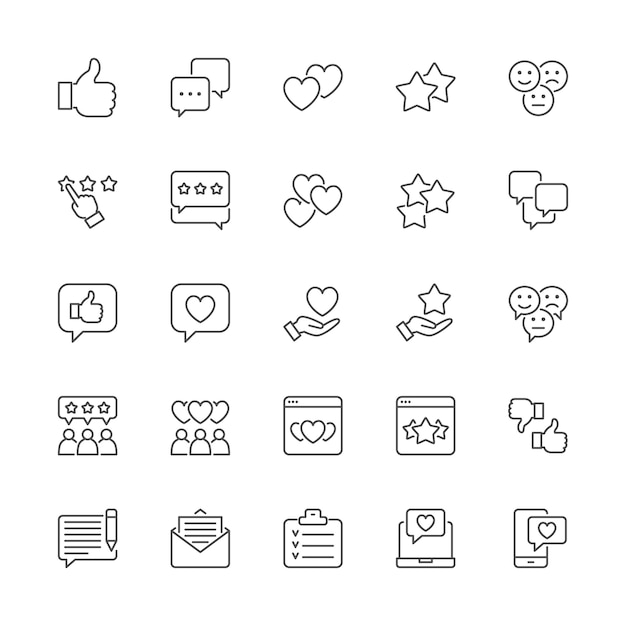 Charming Line Art Icons Depicting Likes, Hearts, and Feedback | Jiffy ...