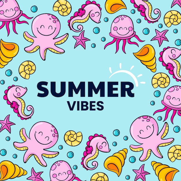 Vibrant Underwater Adventure: Playful Sea Creatures Surround 'Summer ...