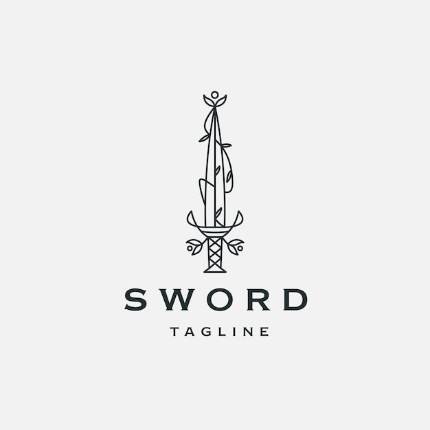 Minimalist Sword Emblem with Elegant Flourish | Jiffy Designs