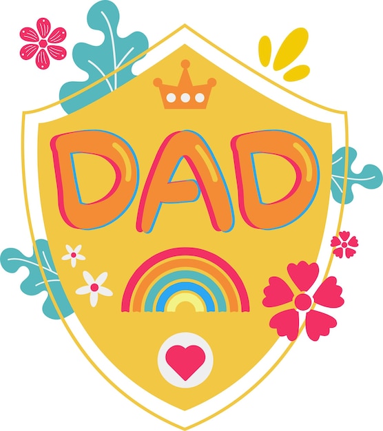 Vibrant Dad Shield with Floral Accents | Jiffy Designs