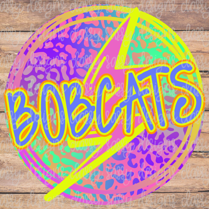 Bobcats School Mascot, Neon Circle Mascot, School Spirit png, Sports ...