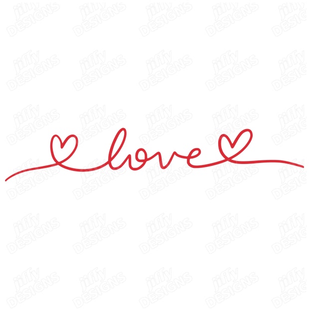 'Love' Elegant Cursive Script with Heart Accents in Vibrant Red | Jiffy ...