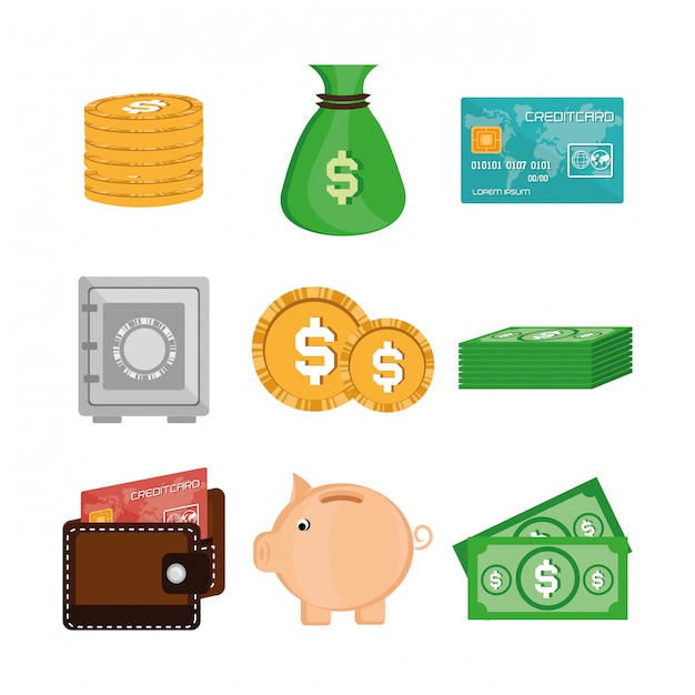 Vibrant Financial Symbols: Money, Savings, and Security | Jiffy Designs
