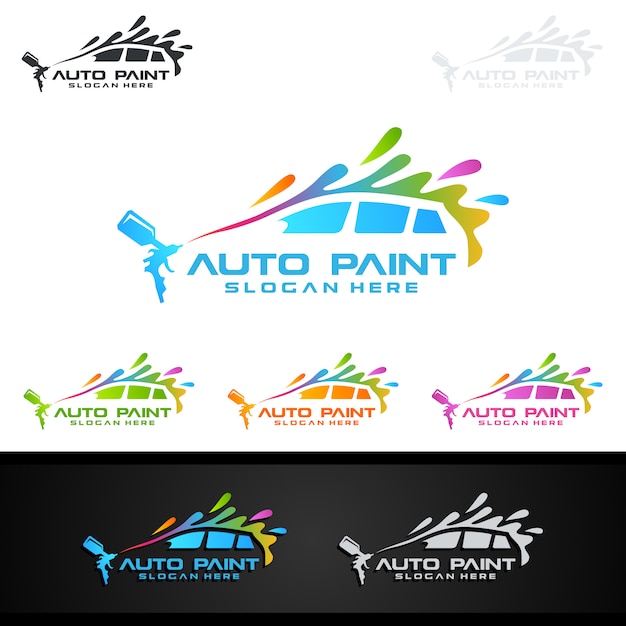 Vibrant Auto Paint Logo with Splashing Colors and Airbrush | Jiffy Designs