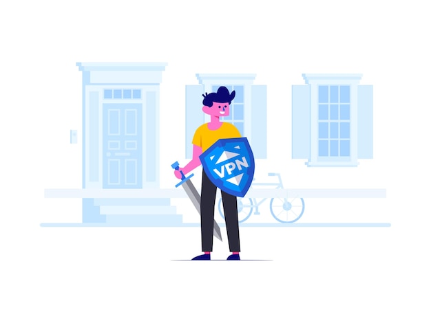 Cybersecurity Superhero Safeguards Online Privacy with VPN | Jiffy Designs