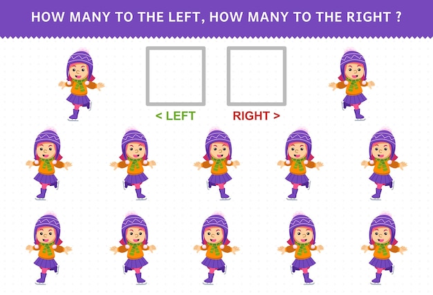 Counting Left and Right: Cartoon Girl Illustration | Jiffy Designs