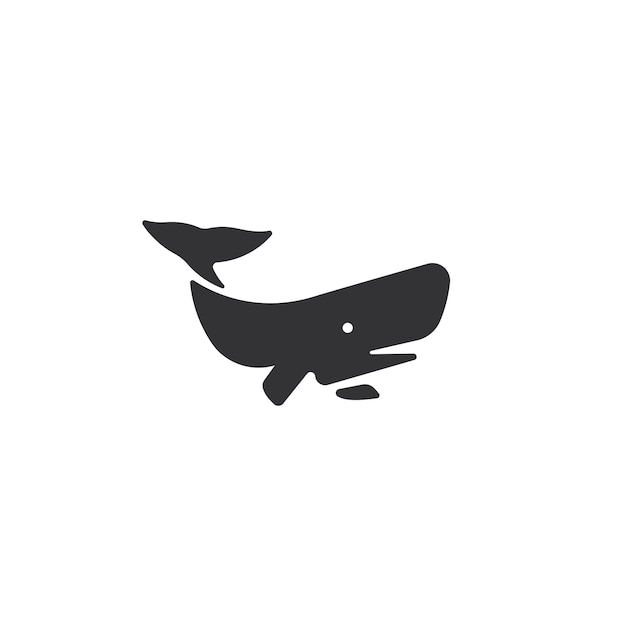 Minimalist Black Whale Illustration with Simple Geometric Shapes ...