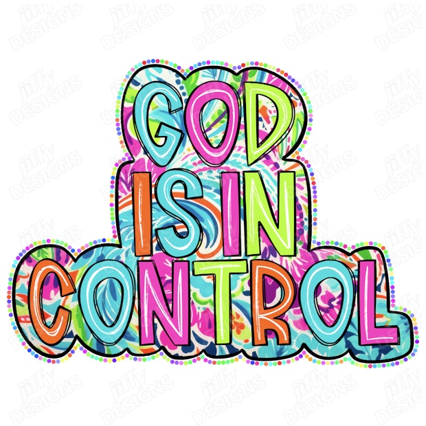 'God Is In Control' Vibrant Colorful Letters with Playful Patterns ...