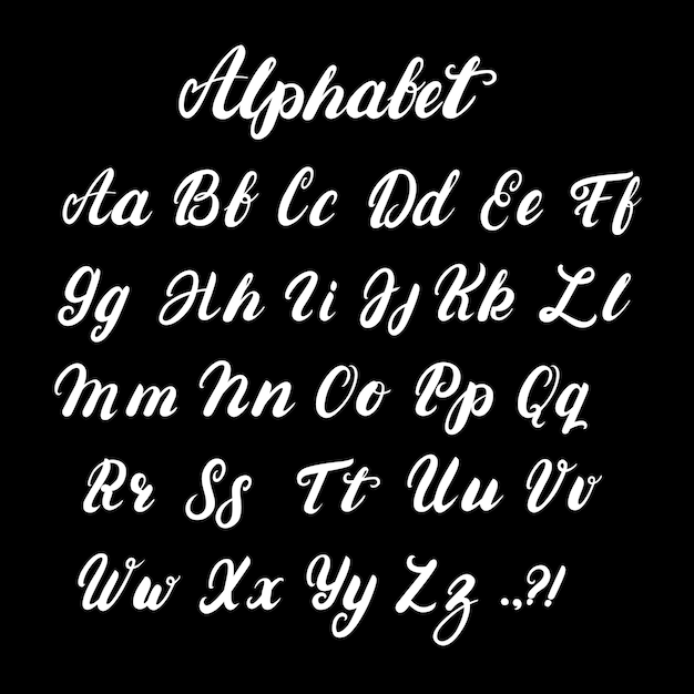 Elegant Cursive Alphabet in Timeless Black and White | Jiffy Designs