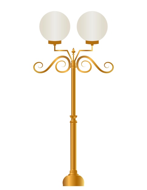 Elegant Golden Lamp Post with Glowing Spherical Bulbs | Jiffy Designs