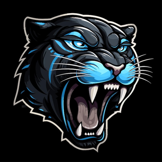 Fierce Panther Mascot Emblem with Striking Blue Eyes | Jiffy Designs