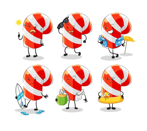 Vibrant Candy Cane Characters in Diverse Poses and Expressions | Jiffy ...