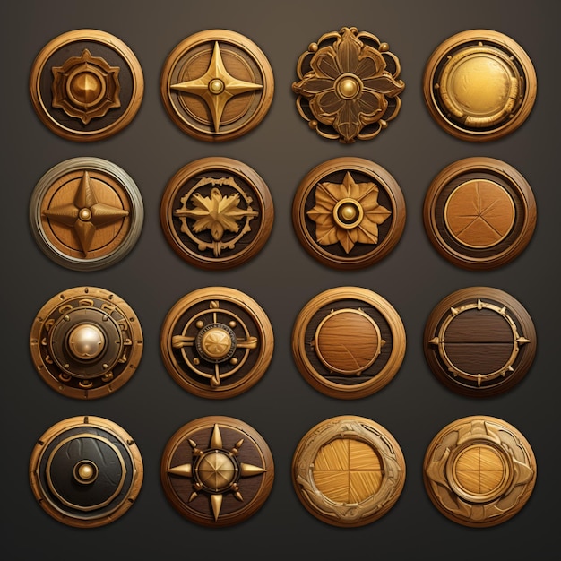 Elegant Collection of Ornate Golden Medallions and Emblems | Jiffy Designs