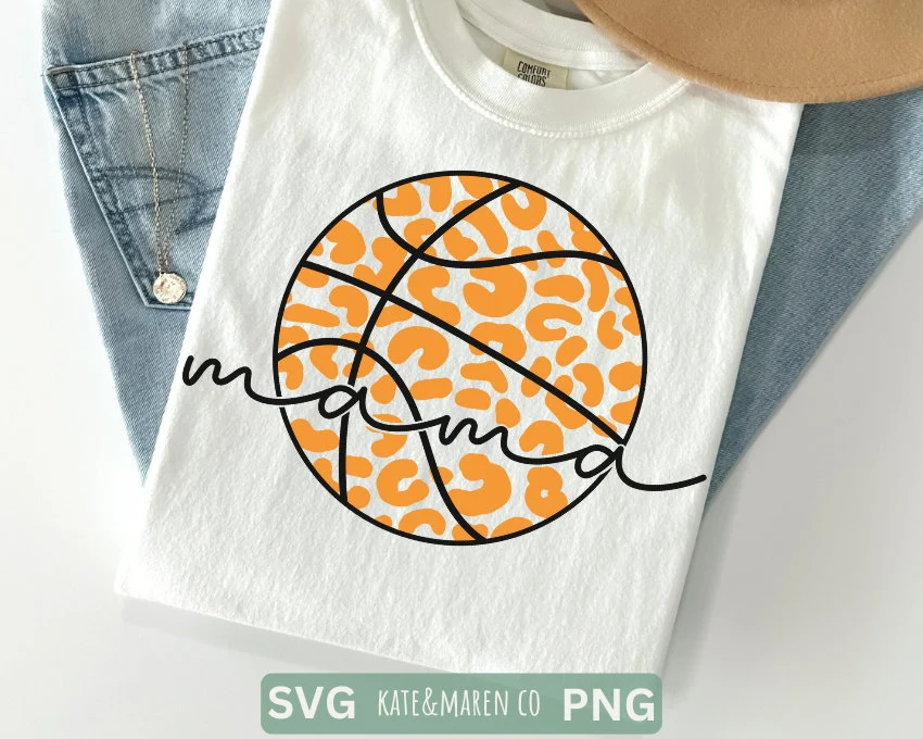 'Mama' Leopard Print Basketball with Cursive Script | Jiffy Designs