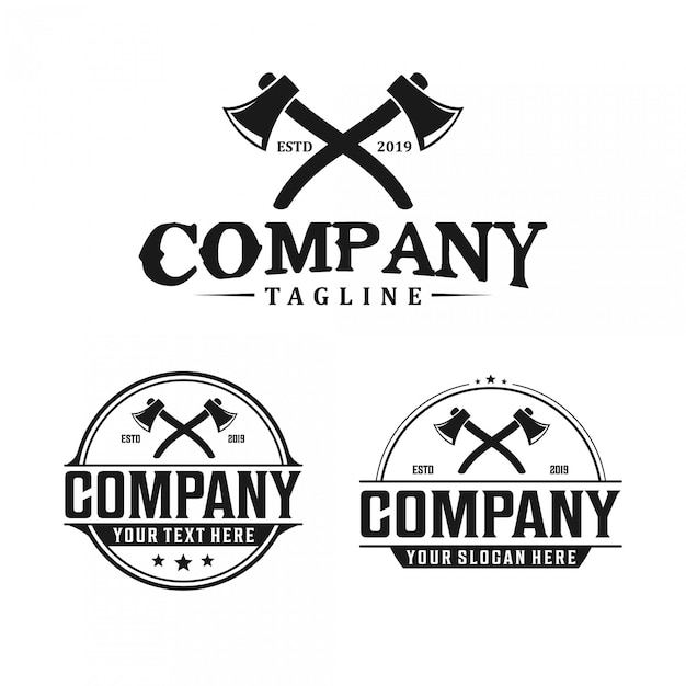 Vintage Crossed Axes Logo Designs with Retro Typography | Jiffy Designs