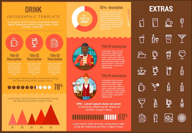 Vibrant Drink Infographic with Detailed Icons and Statistics | Jiffy ...