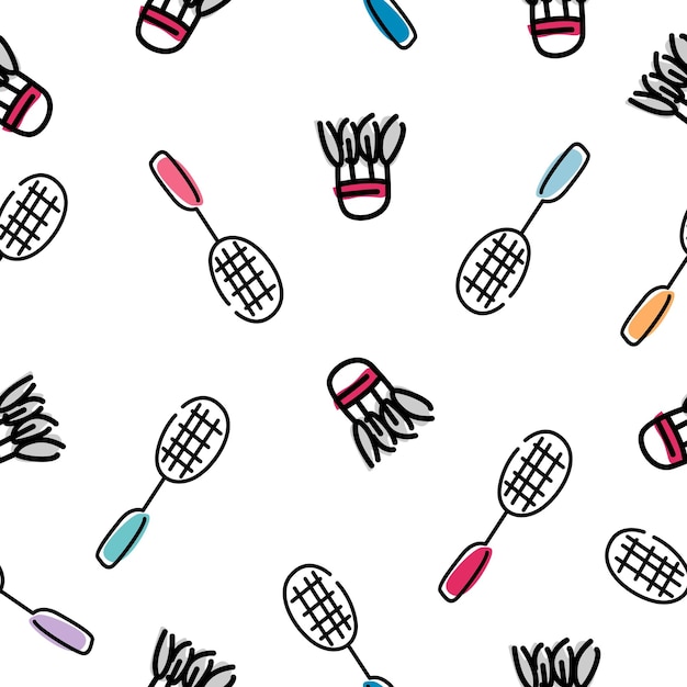 Vibrant Badminton Equipment Pattern | Jiffy Designs