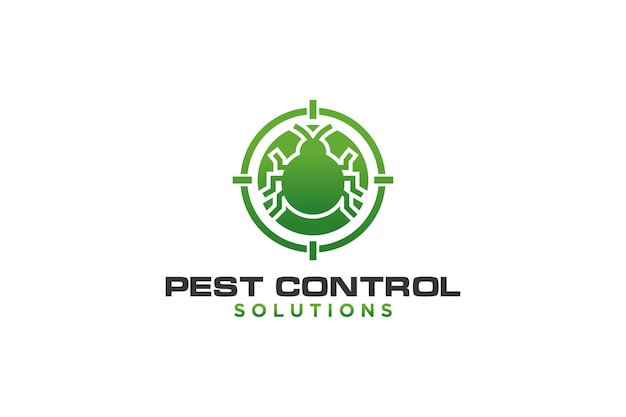 Green Pest Control Logo with Crosshairs and Insect Silhouette | Jiffy ...