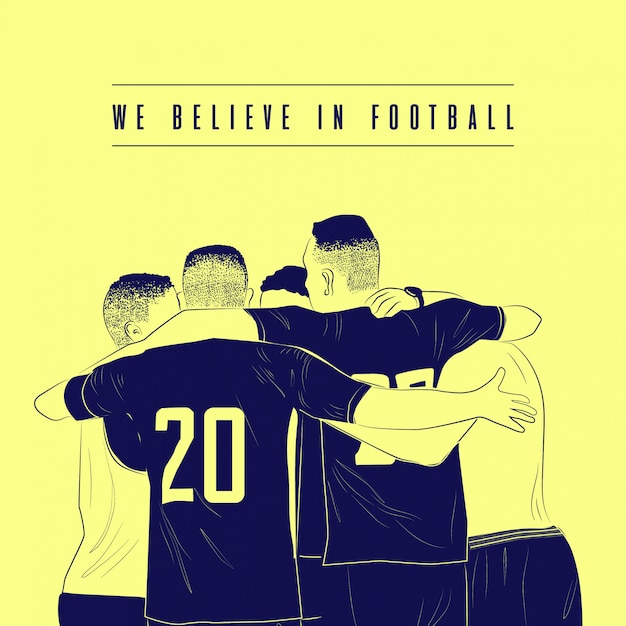 Unified Team of Football Enthusiasts Embracing Victory | Jiffy Designs