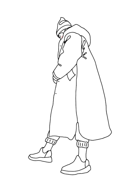 Stylish Hooded Figure in Minimalist Outline | Jiffy Designs