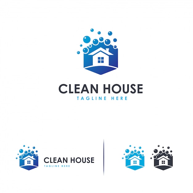 Sparkling Blue Bubbles Framing a Cozy Home Logo | Jiffy Designs