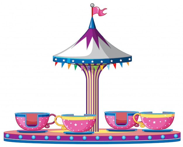 Vibrant Carousel with Whimsical Flags and Cups | Jiffy Designs