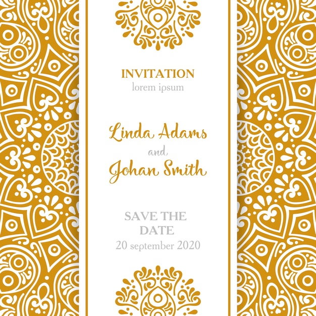 Elegant Golden Floral Pattern Wedding Invitation Card Design | Jiffy ...