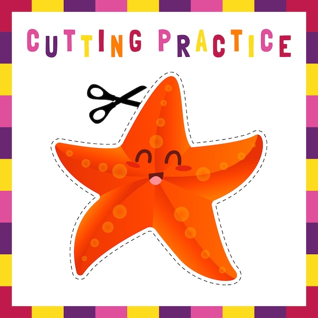 Cheerful Starfish Cutting Practice for Kids | Jiffy Designs