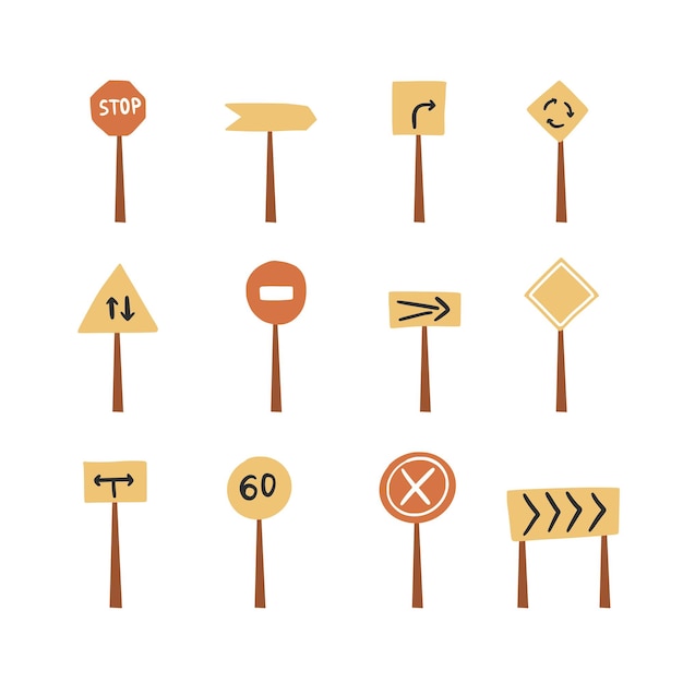 Vibrant Roadside Signs: A Whimsical Collection of Traffic Symbols ...